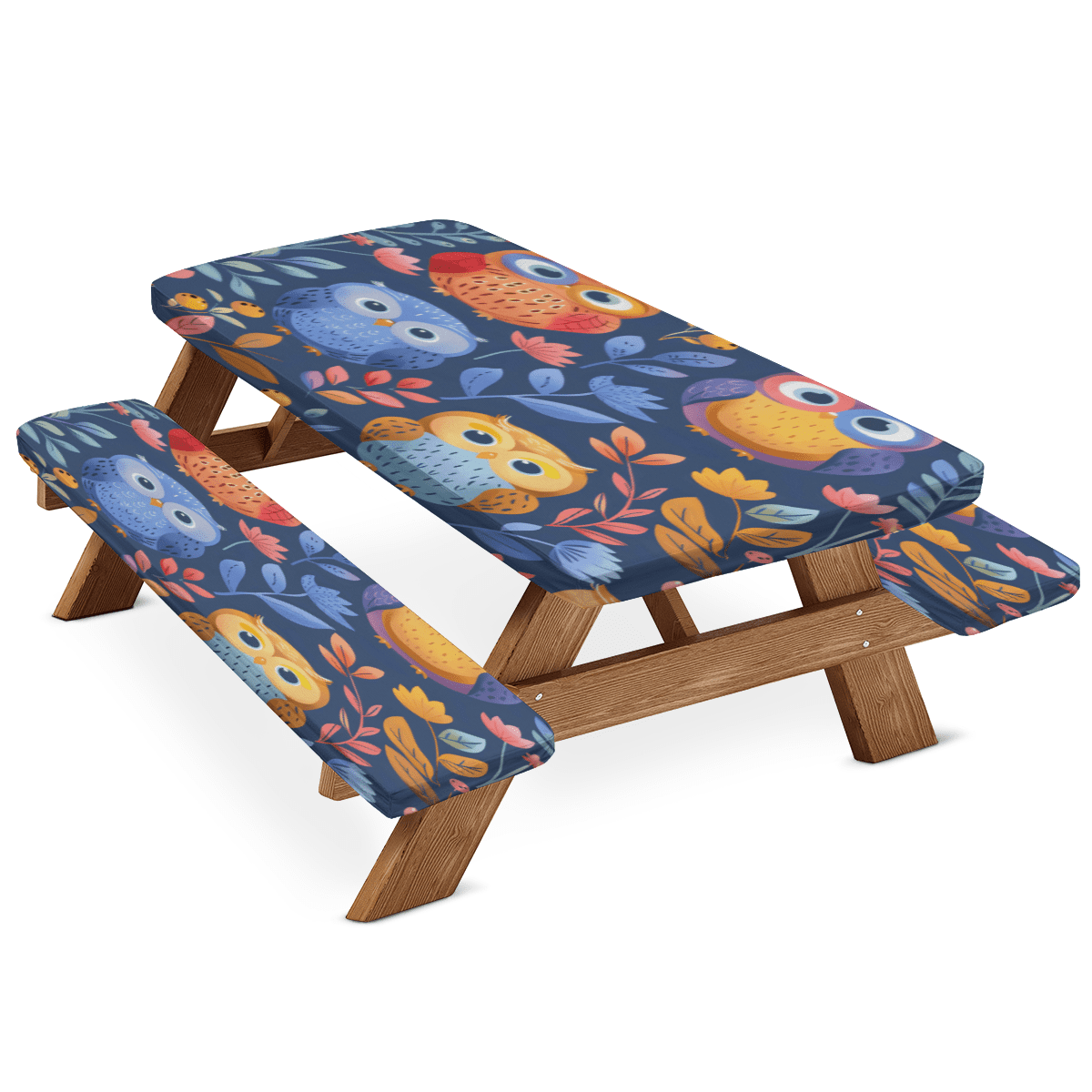 ADECORIVY Colorful Owl Flower Picnic Table Cover with Bench Covers ...