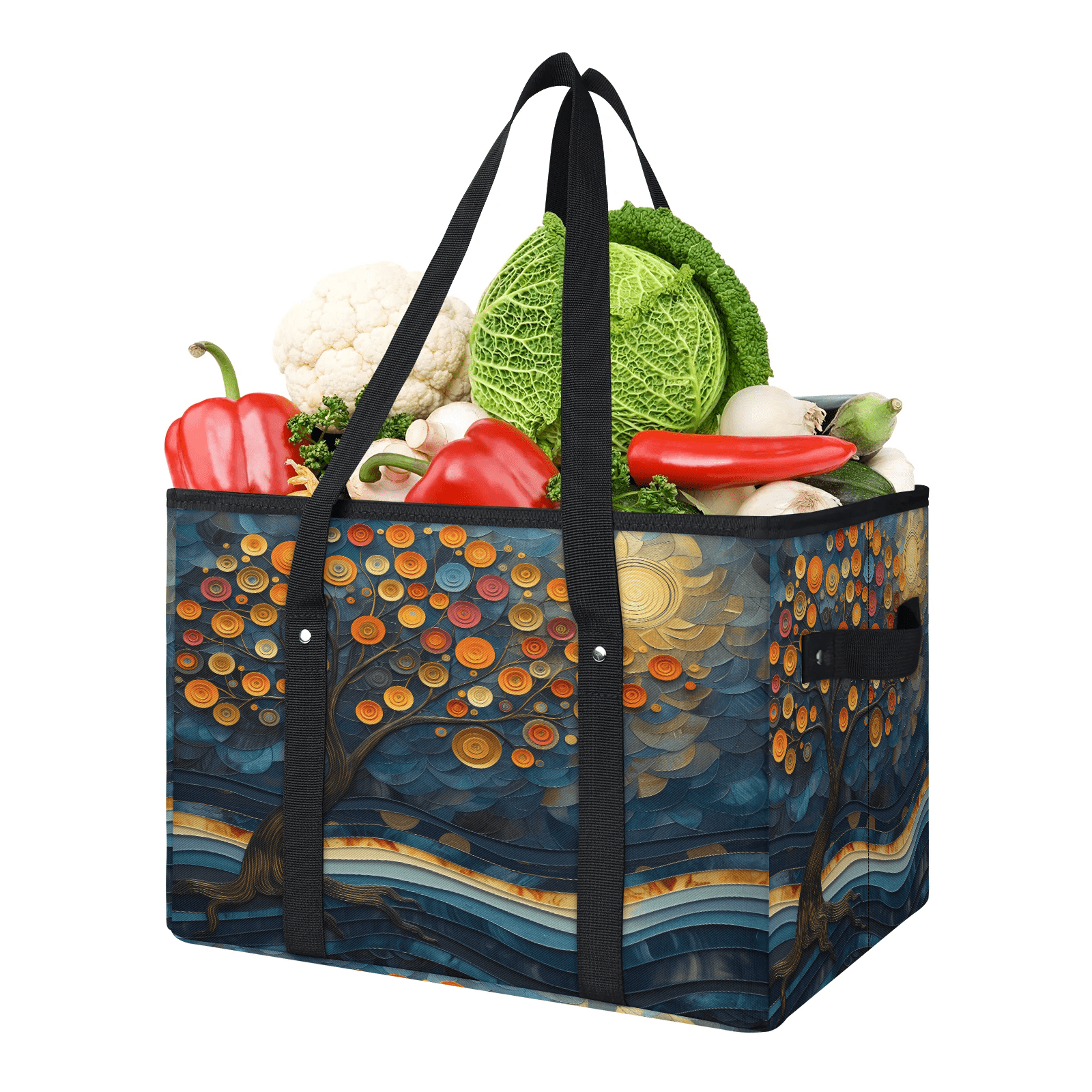 ADECORIVY Colorful Tree Reusable Grocery Bags, Foldable Shopping Bags ...