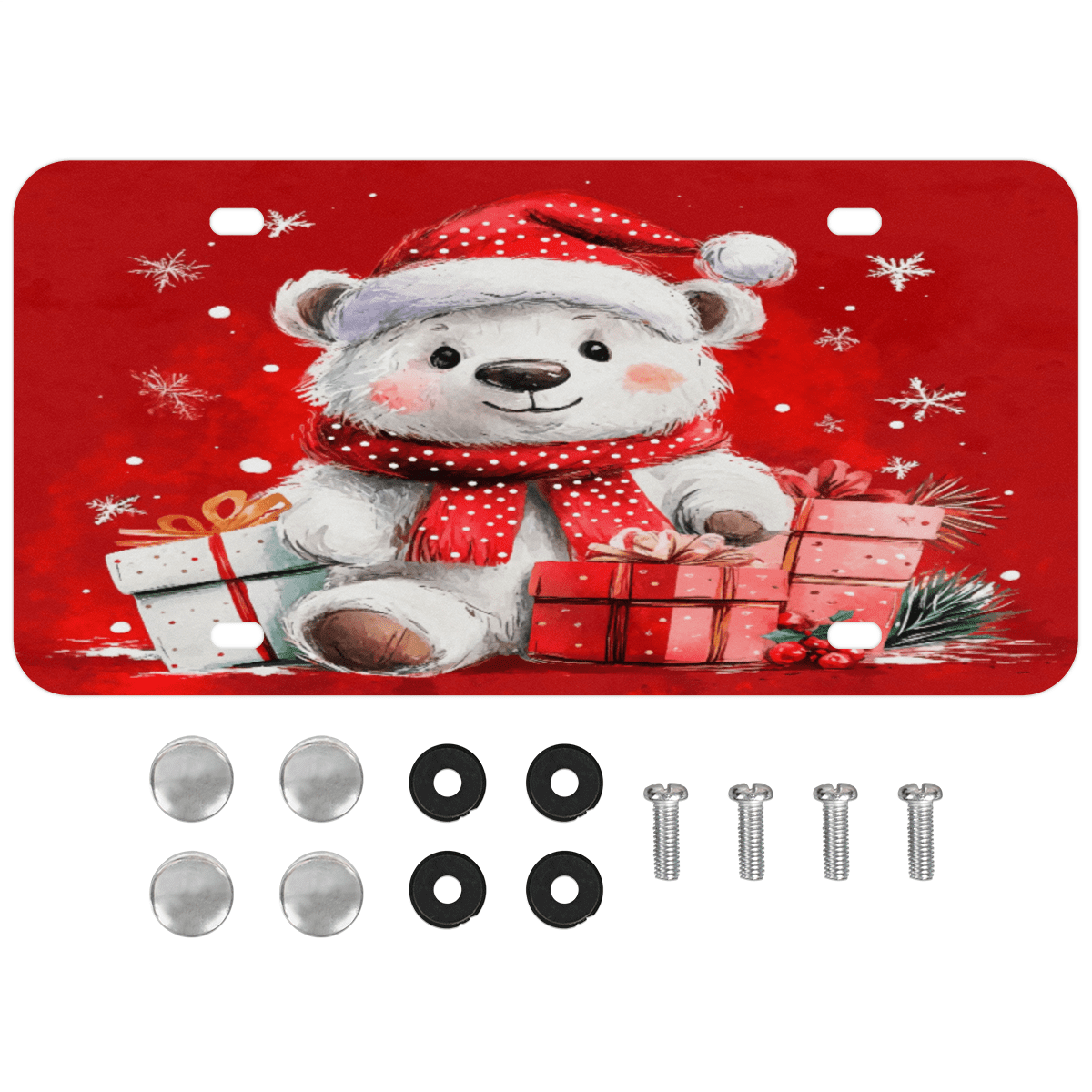 ADECORIVY Cute Bear Front License Plate, Christmas Red Hat Novelty ...