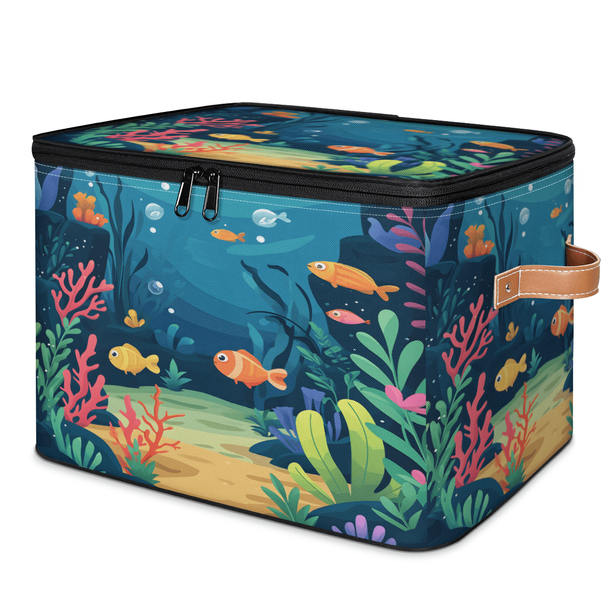 ADECORIVY Cute Cartoon Fish Storage Bin with Zipper Lid, Fabric Storage ...