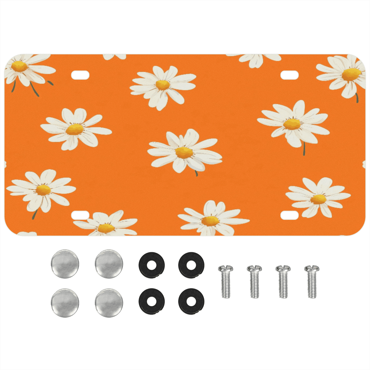 ADECORIVY Cute Daisy Floral Front License Plate, Orange Novelty Vanity ...