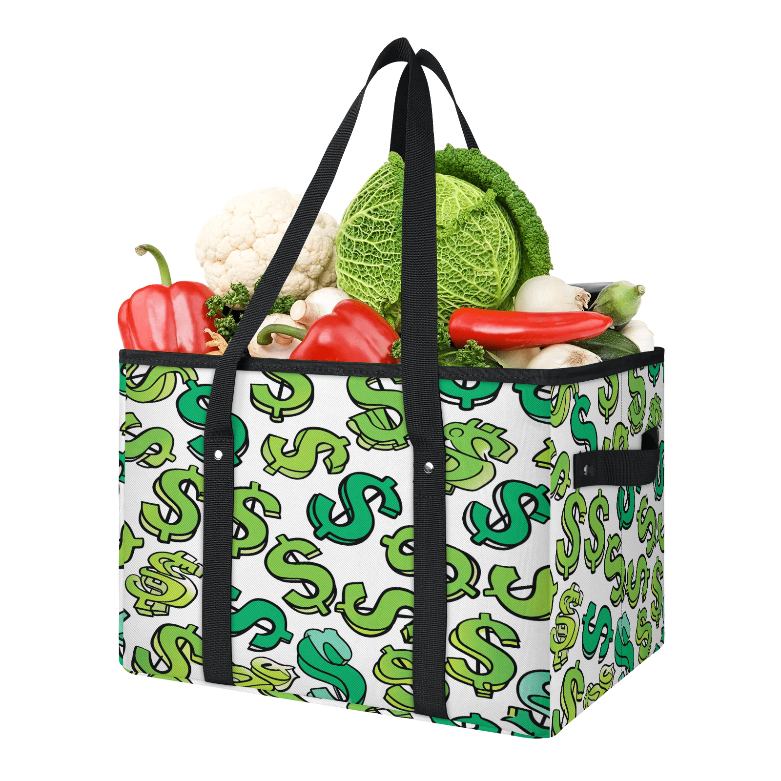 ADECORIVY Cute Dollar Sign Reusable Grocery Bags, Foldable Shopping ...