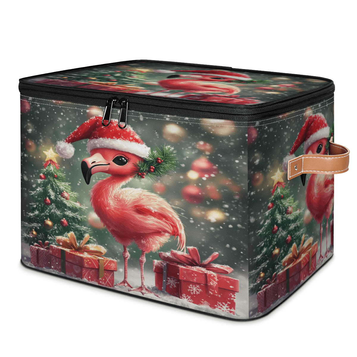 ADECORIVY Cute Flamingo Storage Bin with Lid Fabric Christmas Foldable ...