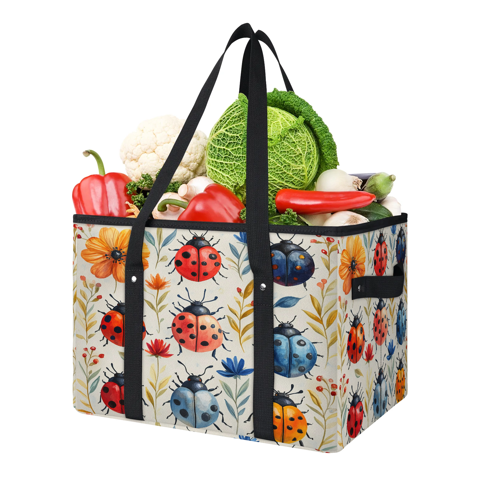 ADECORIVY Cute Ladybugs Reusable Grocery Bags, Foldable Reusable ...
