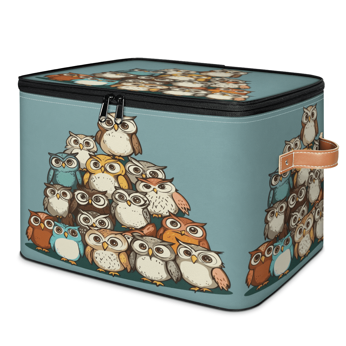 ADECORIVY Cute Owls Storage Bin with Lid Fabric Colorful Birds Foldable ...