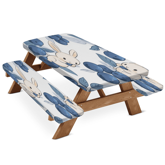 ADECORIVY Cute Rabbit Picnic Table Cover with Bench Covers, Waterproof ...