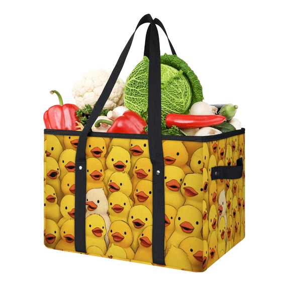 ADECORIVY Cute Yellow Ducks Reusable Grocery Bags, Foldable Shopping ...