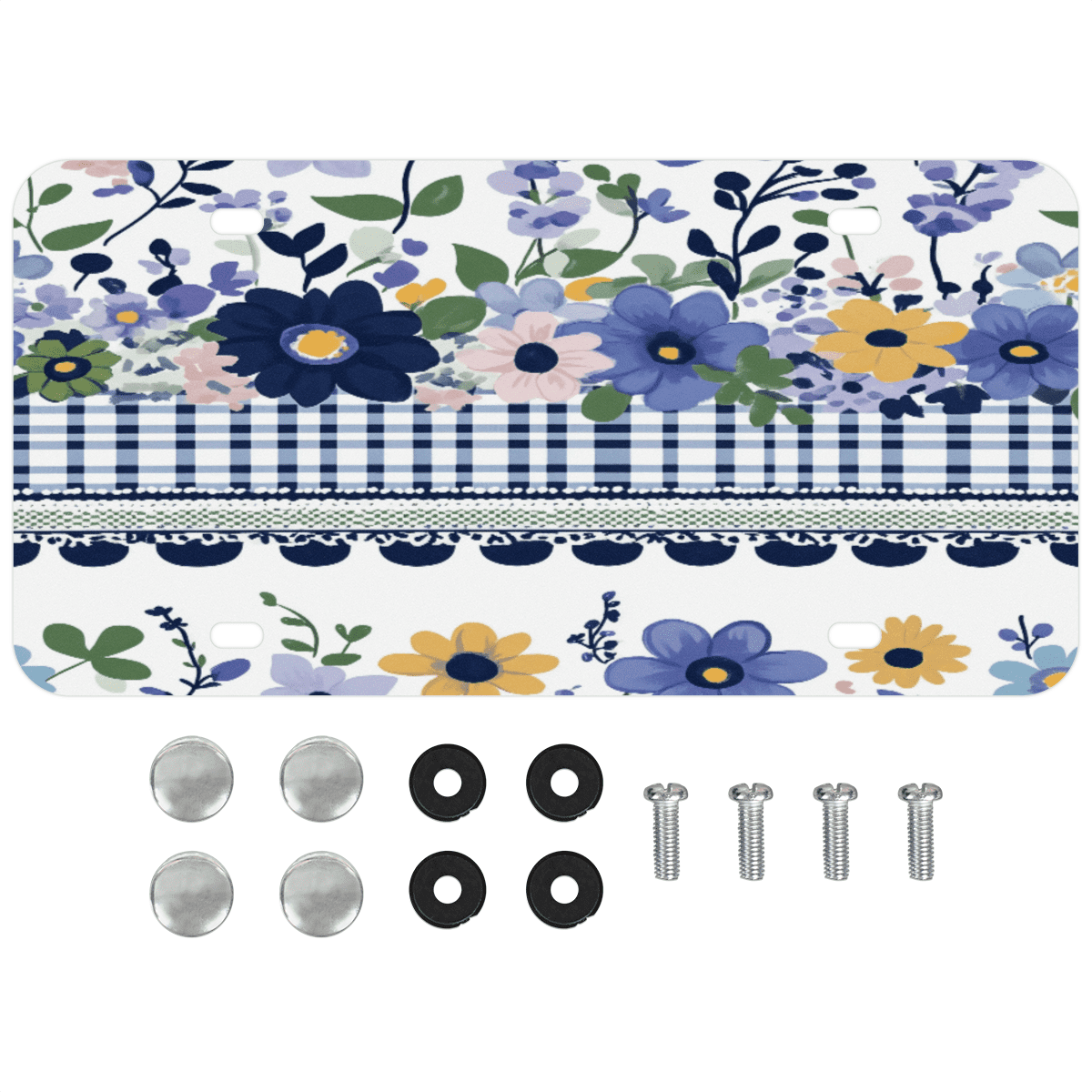 ADECORIVY Daisy Front License Plate, Floral Navy Lavender Novelty ...