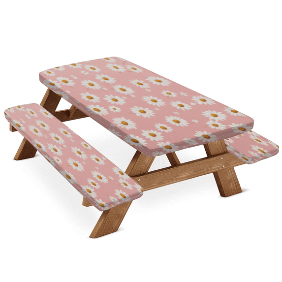 ADECORIVY Daisy Picnic Table Cover with Bench Covers, Waterproof Light ...