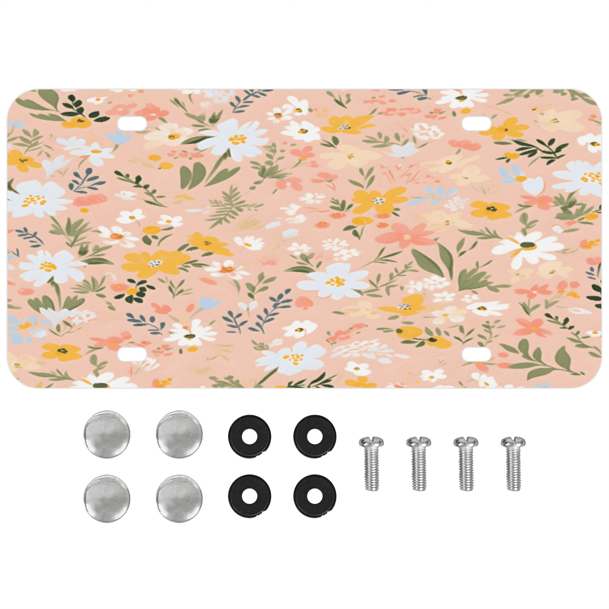 ADECORIVY Daisy Rustic Floral License Plate, Aluminum Decorative ...