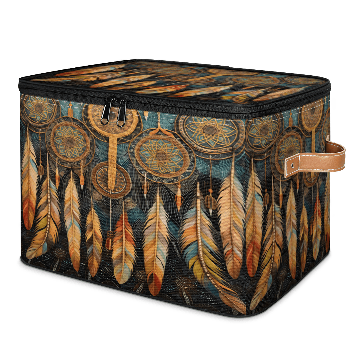 ADECORIVY Dream Catcher Feather Storage Bin with Zipper Lid, Fabric ...