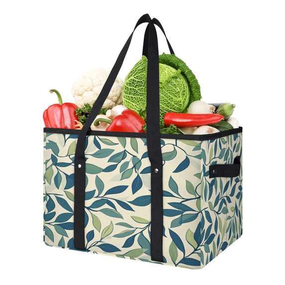 ADECORIVY Eucalyptus Leaf Reusable Grocery Bags, Foldable Reusable ...