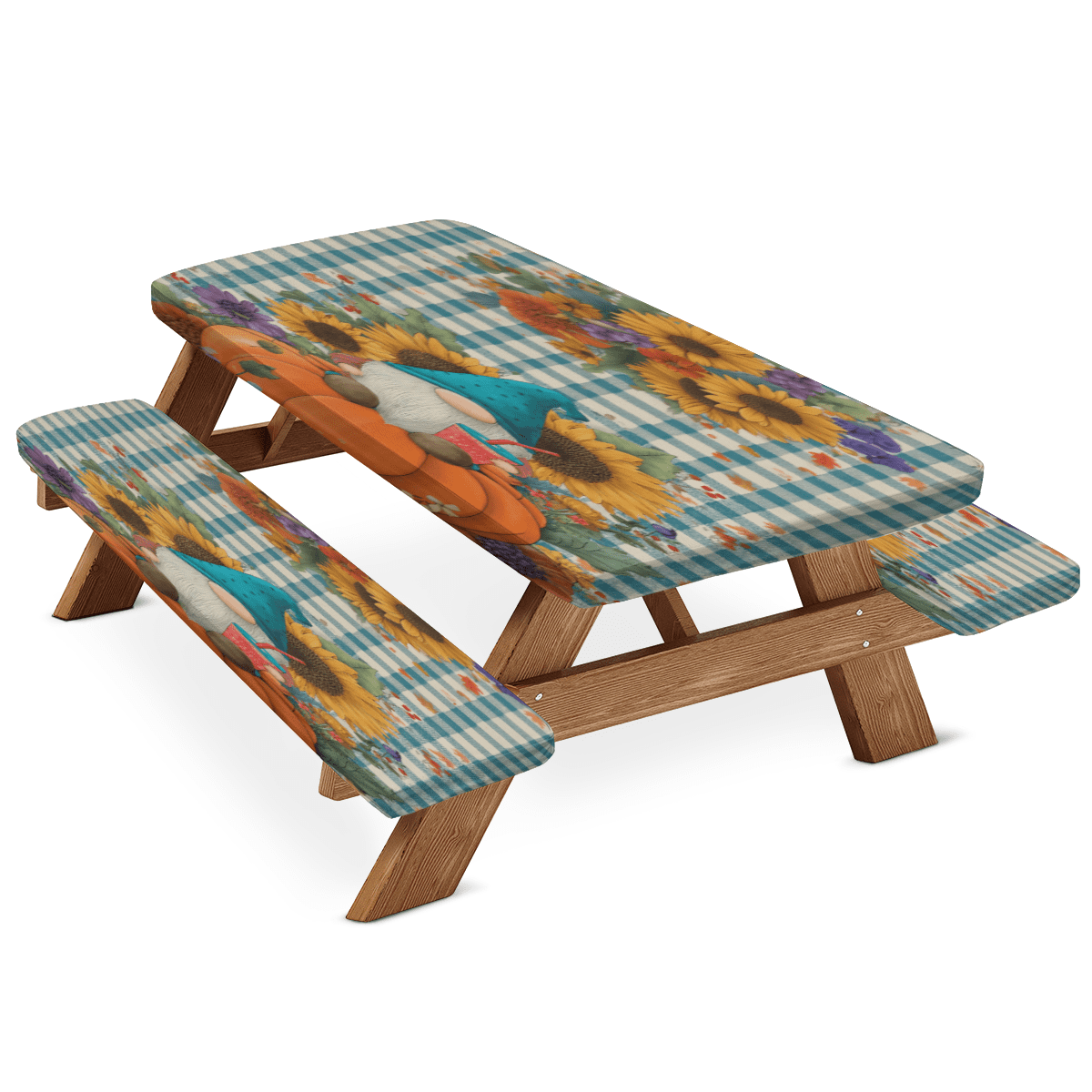 ADECORIVY Fall Gnome Flowers Picnic Table Cover with Bench Covers ...