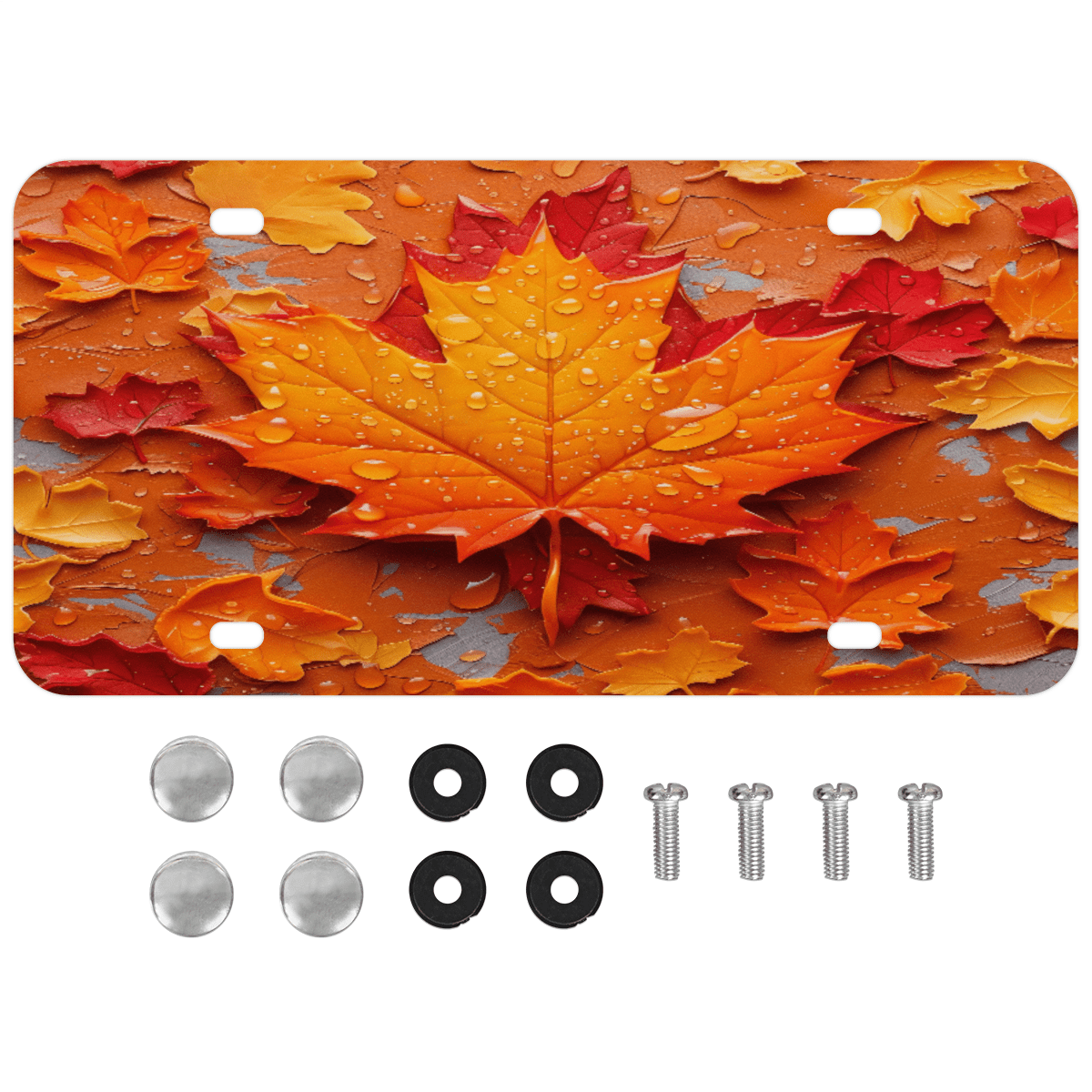 ADECORIVY Fall Maple Leaf License Plate, Aluminum Decorative Novelty ...