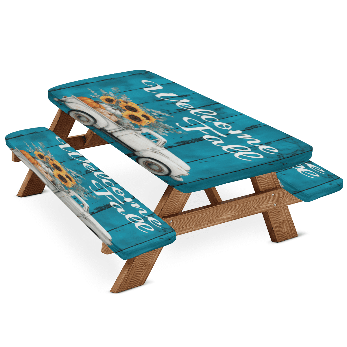 ADECORIVY Fall Truck Picnic Table Cover with Bench Covers, Waterproof ...
