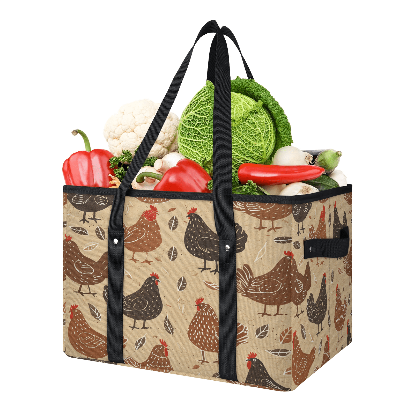 ADECORIVY Farmhouse Rooster Leaf Chicken Reusable Grocery Bags ...