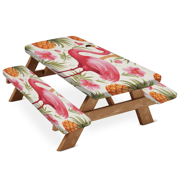 ADECORIVY Flamingo Pineapple Picnic Table Cover with Bench Covers ...