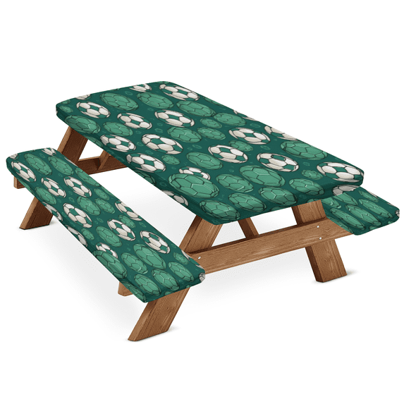 ADECORIVY Football Soccer Green Picnic Table Cover with Bench Covers ...