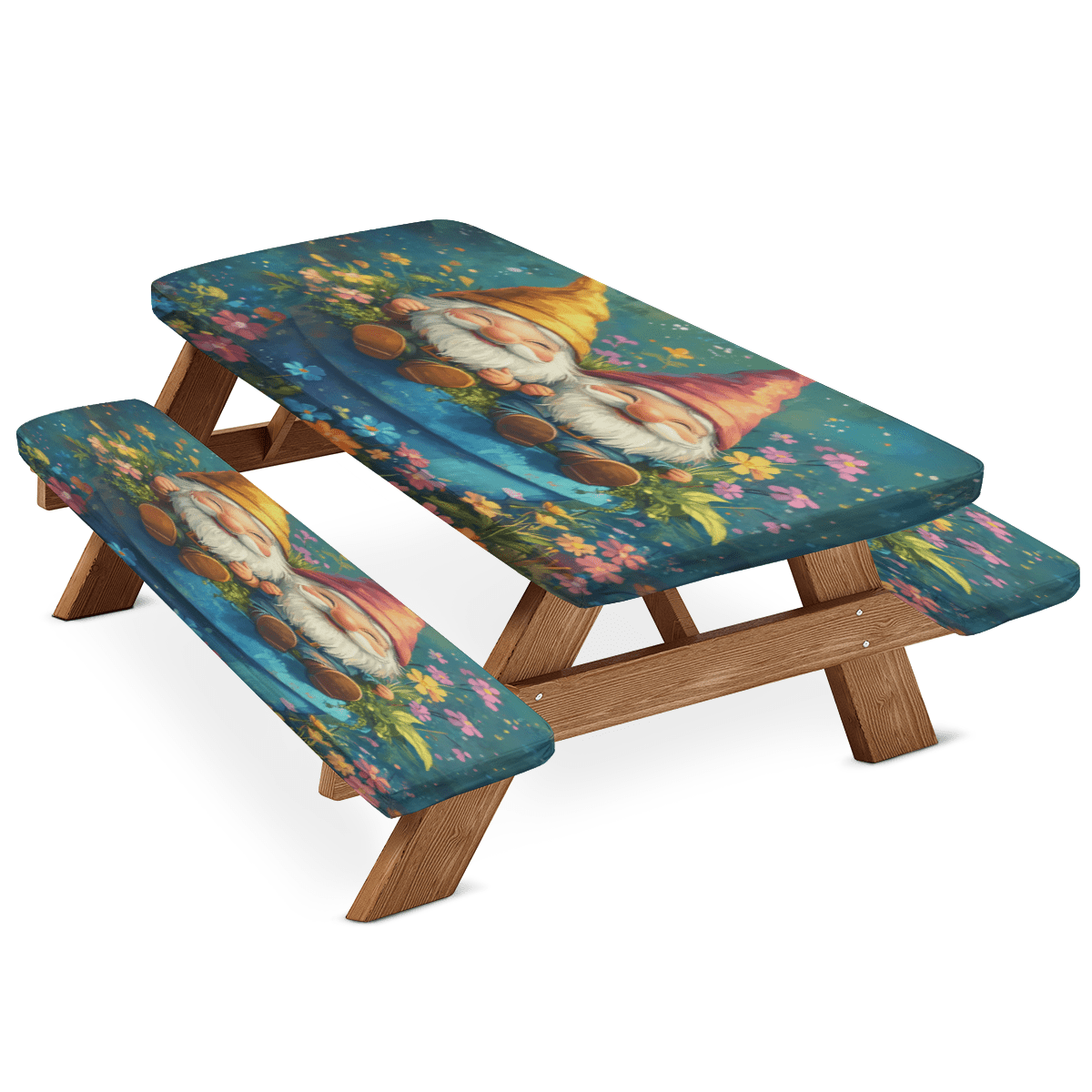 ADECORIVY Funny Gnomes Picnic Table Cover with Bench Covers, Waterproof ...