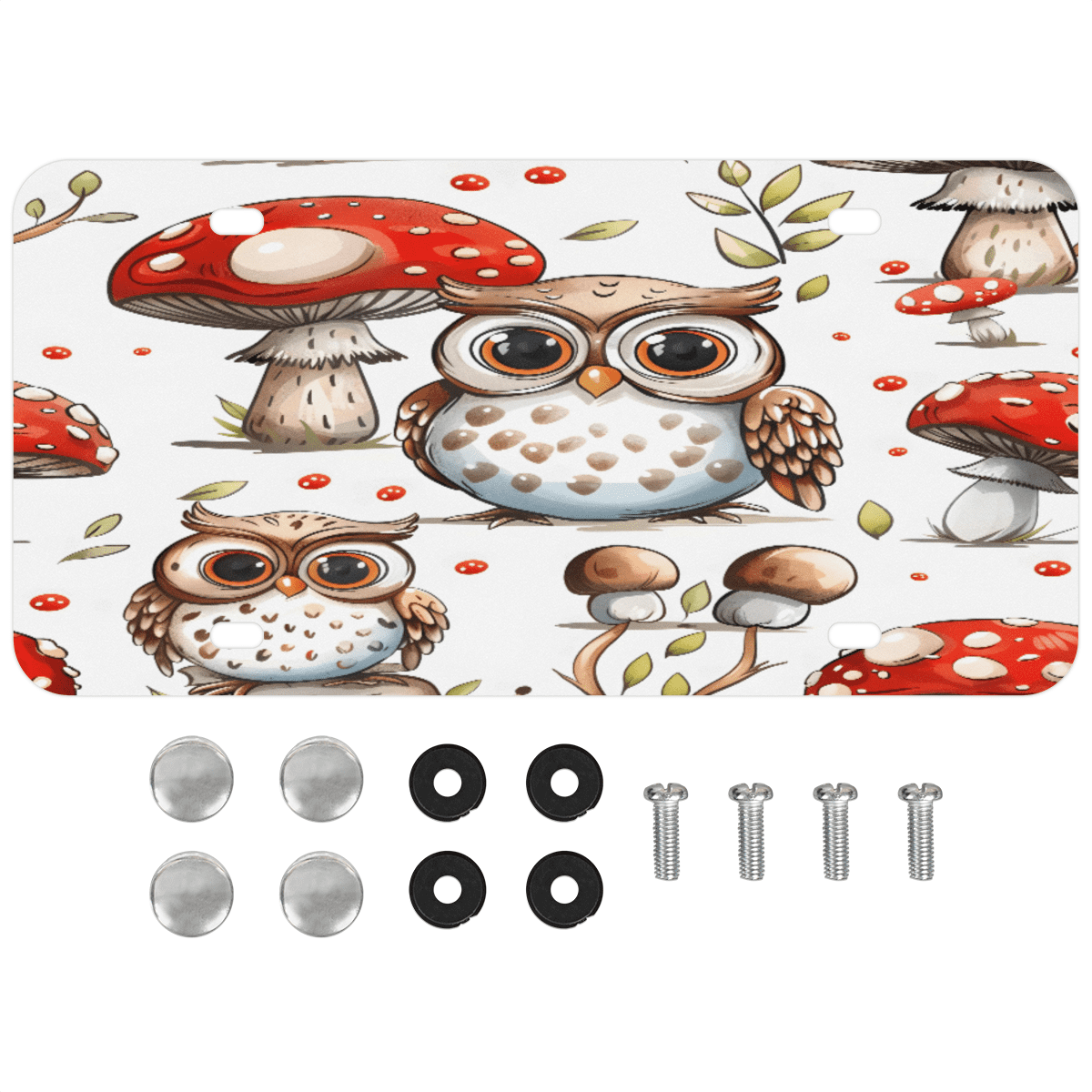 ADECORIVY Funny Owl Mushroom License Plate, Aluminum Decorative Novelty ...