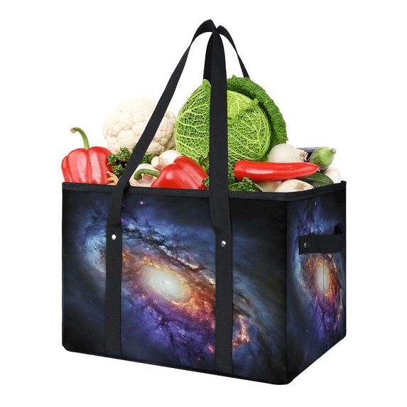 ADECORIVY Galaxy Starry Sky Reusable Grocery Bags, Foldable Shopping ...