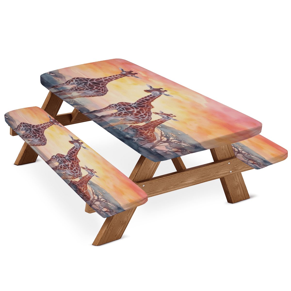 ADECORIVY Giraffe Wildlife Picnic Table Cover with Bench Covers ...