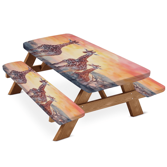 ADECORIVY Giraffe Wildlife Picnic Table Cover with Bench Covers ...
