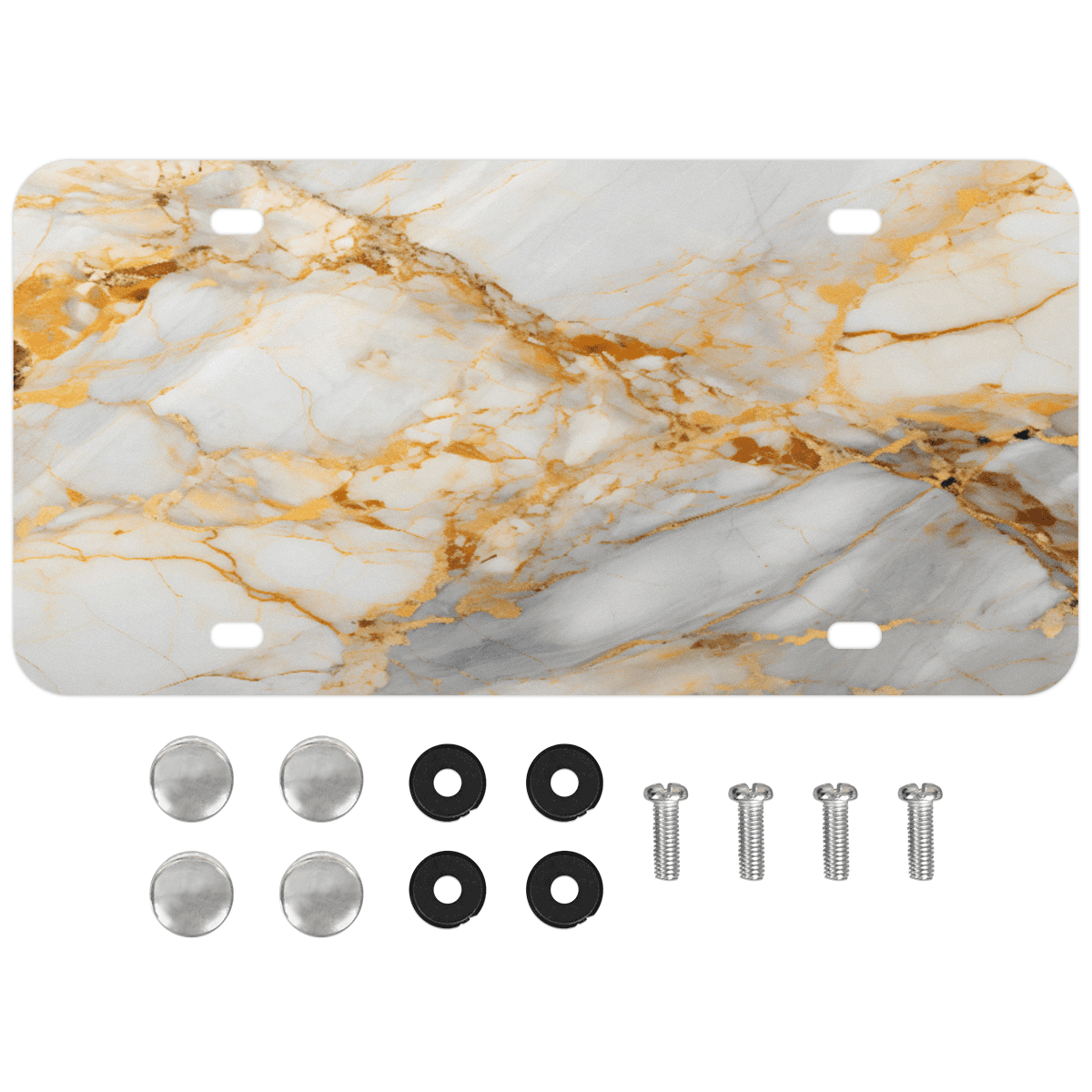ADECORIVY Gold Ink Art Marble License Plate, Aluminum Decorative ...