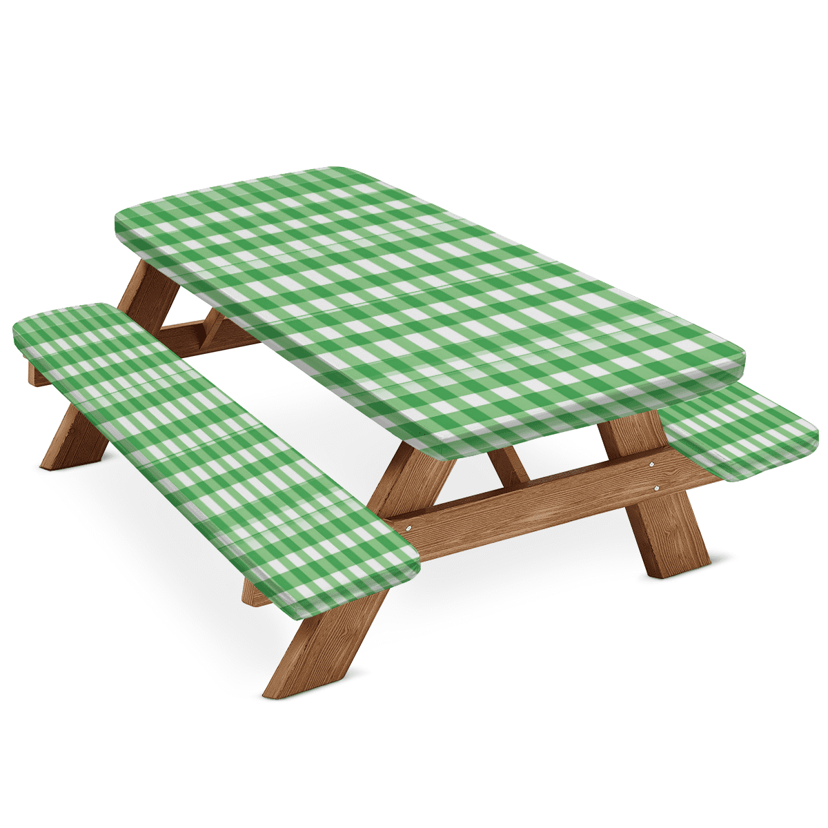 ADECORIVY Green Plaid Checkered Picnic Table Cover with Bench Covers ...