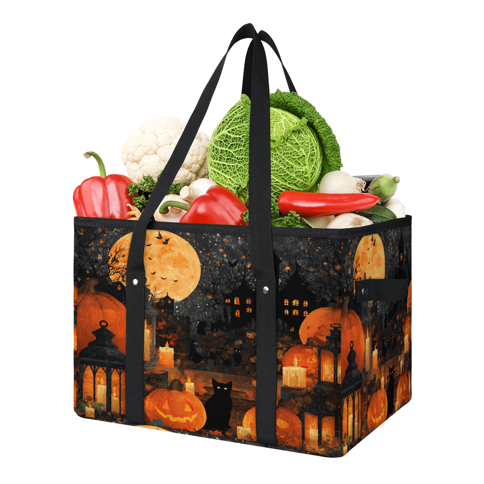 ADECORIVY Halloween Haunted House Reusable Grocery Bags, Foldable ...