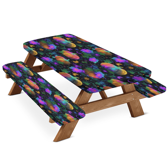 ADECORIVY Halloween Pumpkin Picnic Table Cover with Bench Covers ...