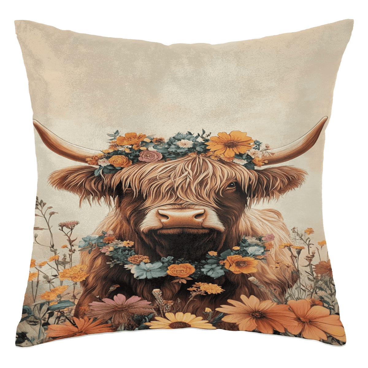 ADECORIVY Highland Cattle Pillow Cover 18x18 Inch Throw Pillow Soft ...