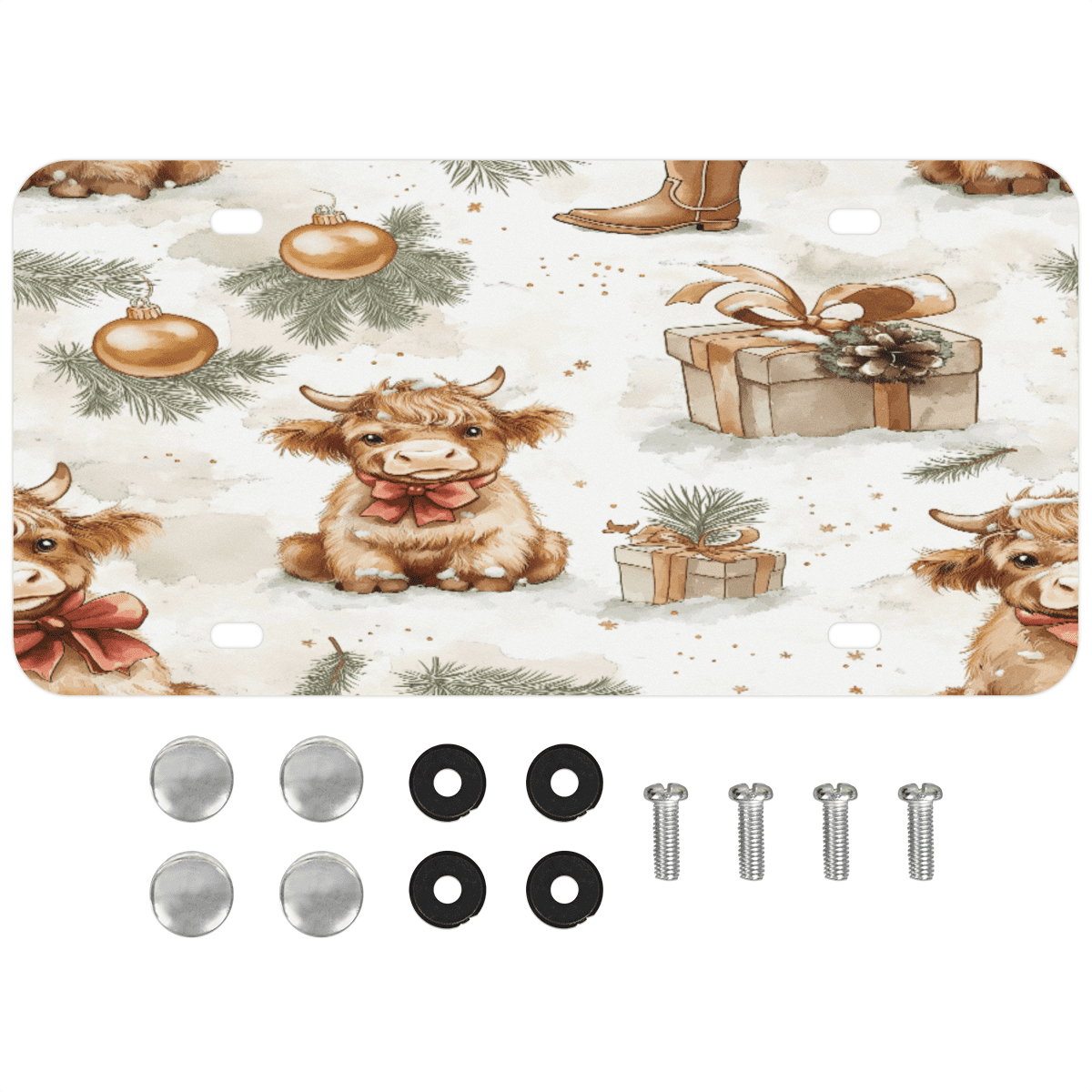 ADECORIVY Highland Cow Front License Plate, Winter Themed Novelty ...