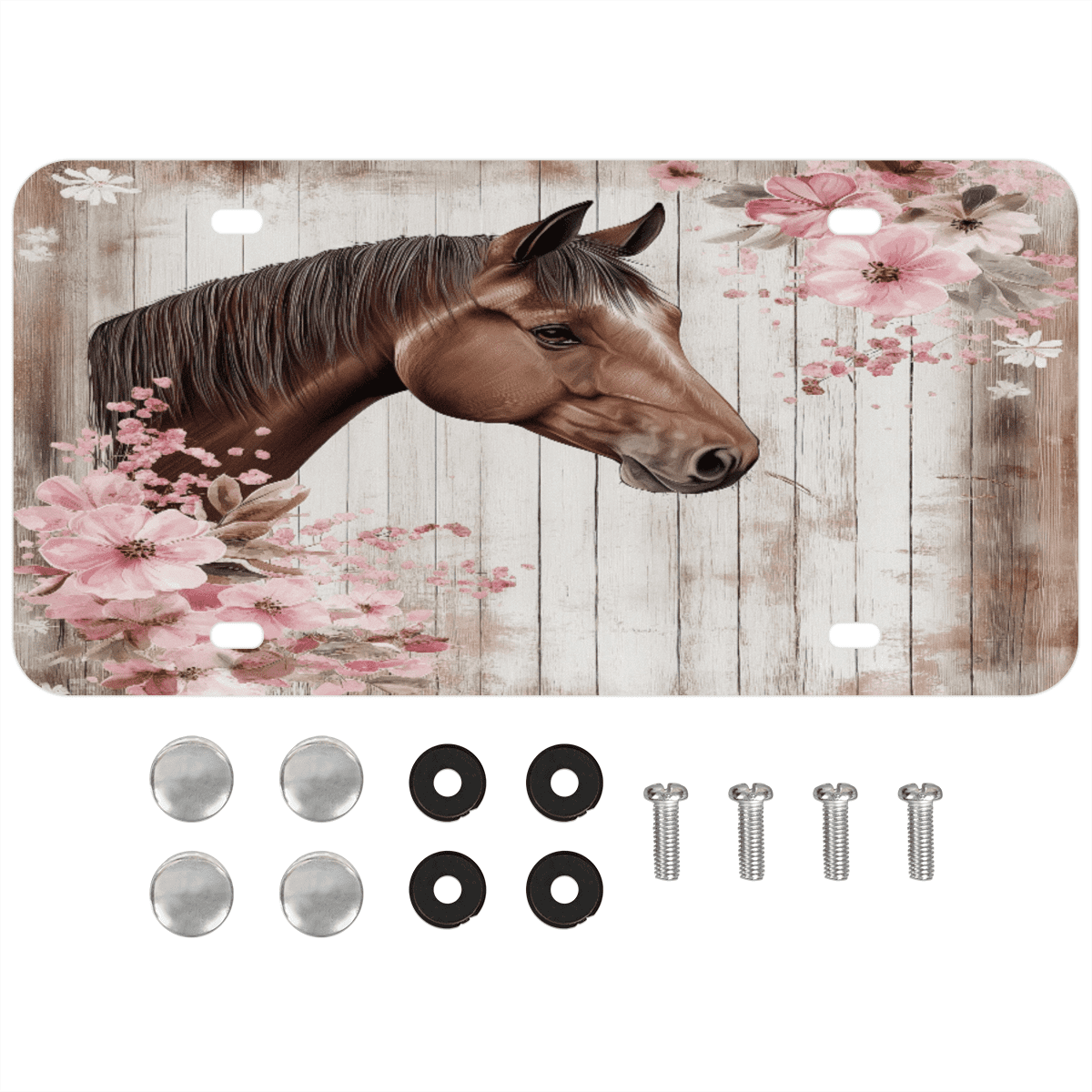 ADECORIVY Horse Front License Plate, Rustic Wooden Board Novelty Vanity ...