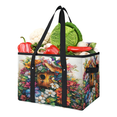 ADECORIVY Hummingbird Watercolor Flower Reusable Grocery Bags, Foldable ...