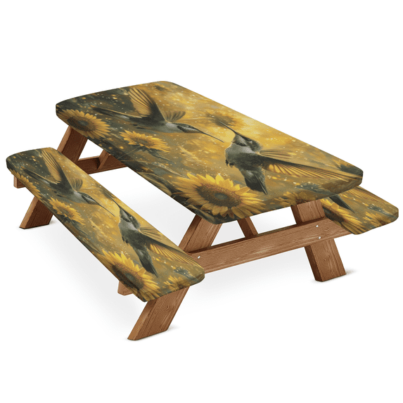 ADECORIVY Hummingbirds Picnic Table Cover with Bench Covers, Waterproof ...