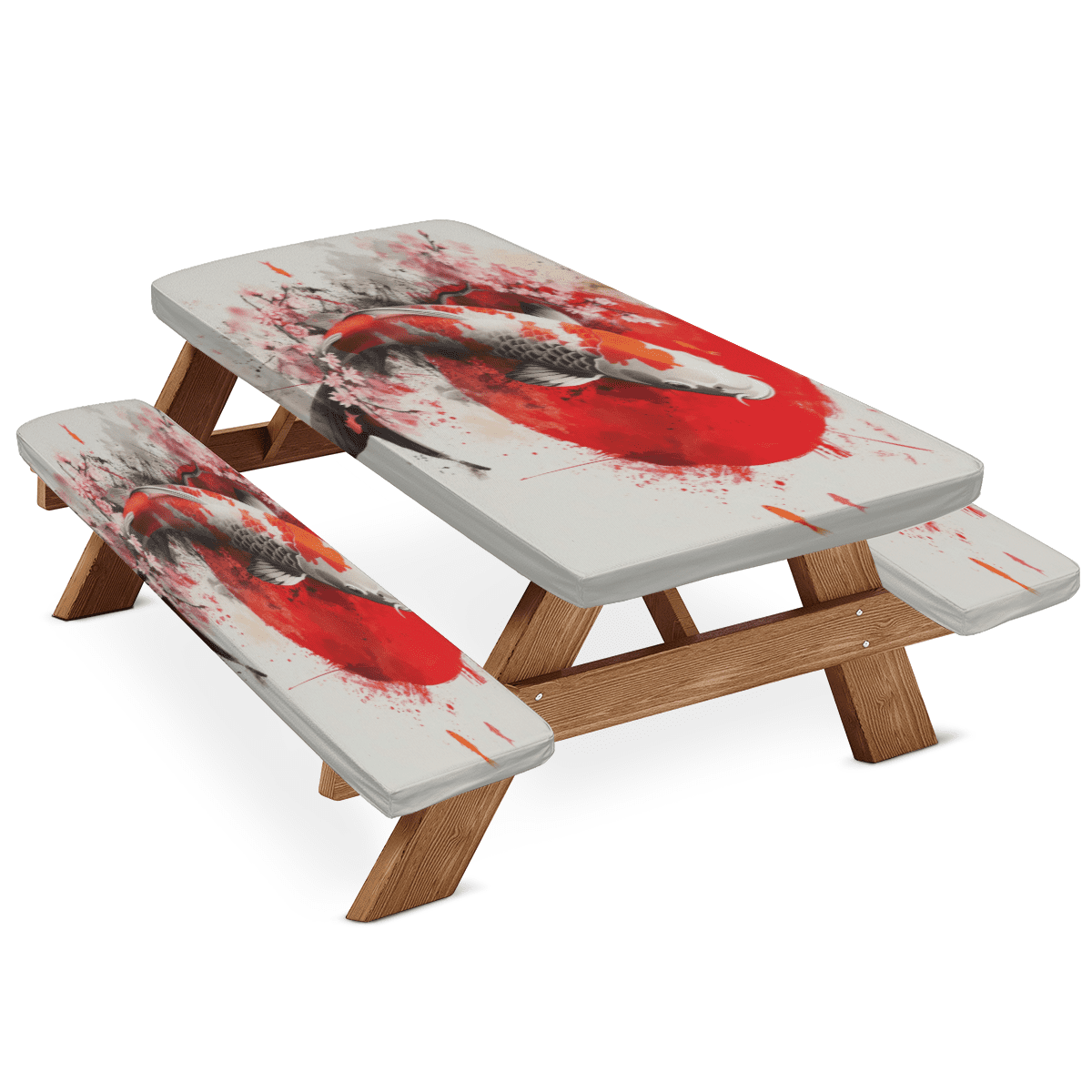 ADECORIVY Japanese Fishes Picnic Table Cover with Bench Covers ...