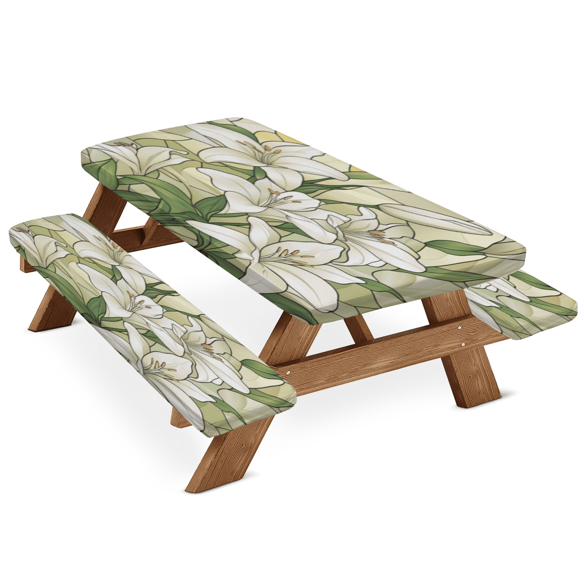 ADECORIVY Lily Flower Picnic Table Cover with Bench Covers, Waterproof ...