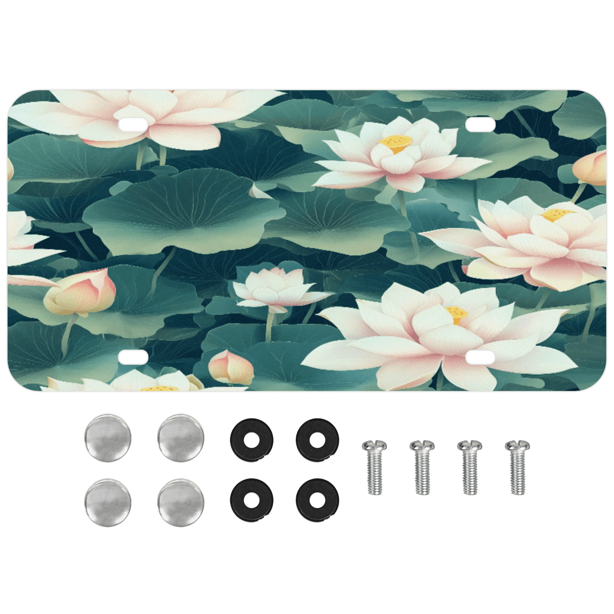 ADECORIVY Lotus Flowers Front License Plate, Water Lily Novelty Vanity ...