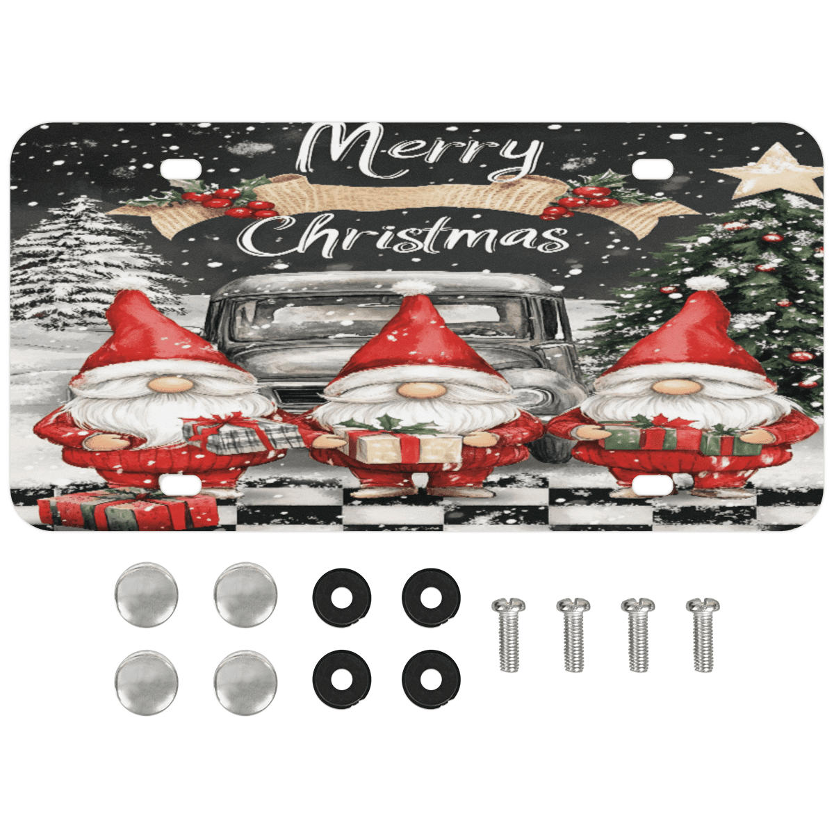 ADECORIVY Merry Christmas Gnomes Front License Plate, Xmas Tree Novelty ...