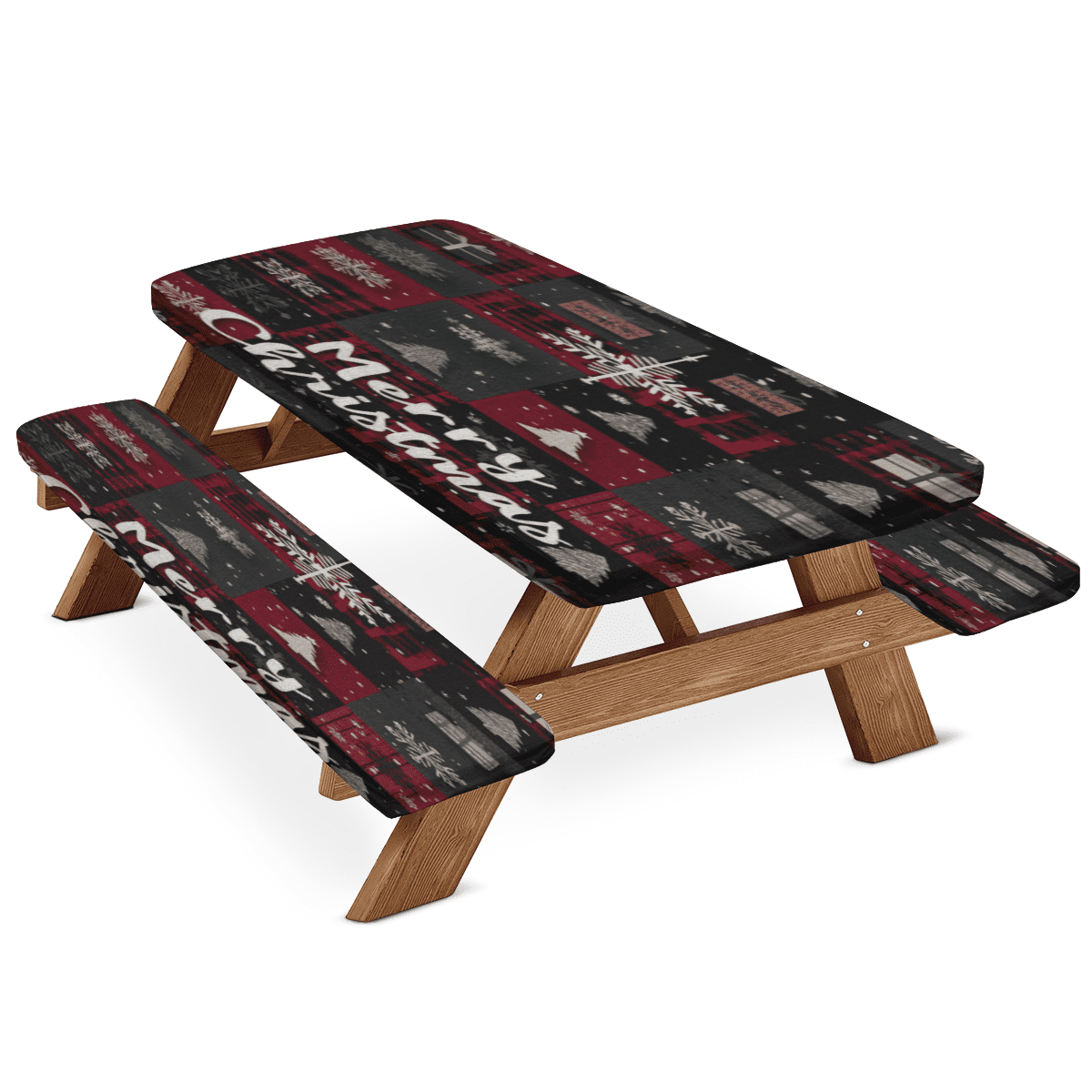 ADECORIVY Merry Christmas Picnic Table Cover with Bench Covers ...