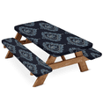 ADECORIVY Moroccan Damask Bohemian Flower Picnic Table Cover with Bench ...