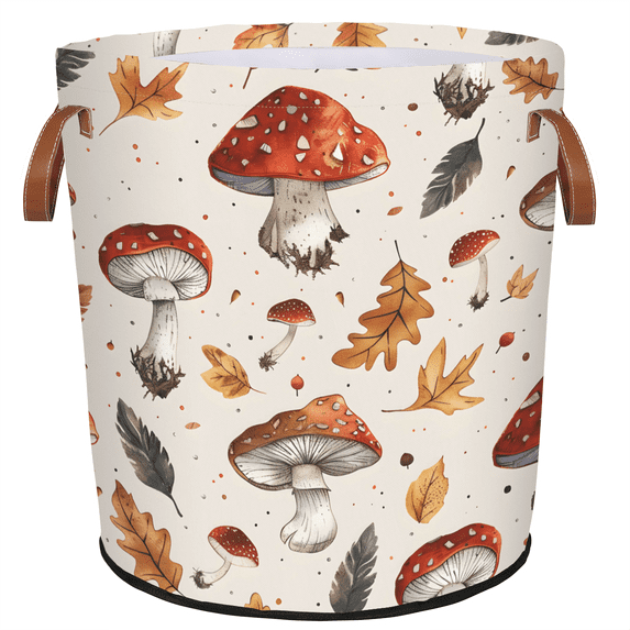 ADECORIVY Mushroom Leaf Laundry Basket, Foldable Laundry Hamper, Dirty ...