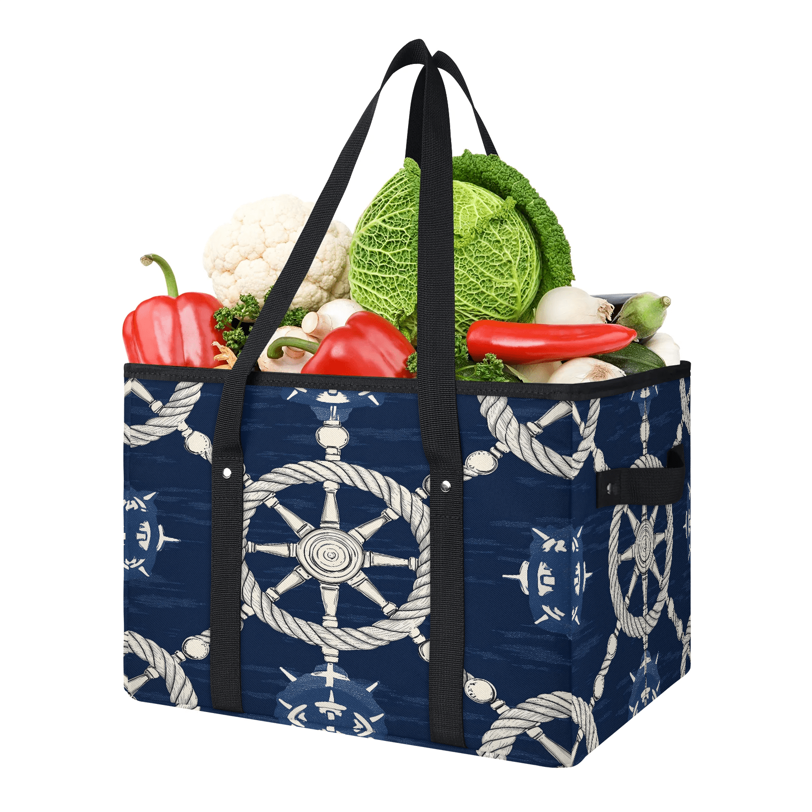 ADECORIVY Nautical Chain Reusable Grocery Bags, Foldable Reusable ...