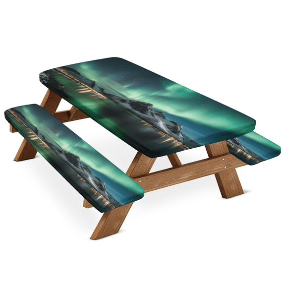 ADECORIVY Northern Lights Aurora Picnic Table Cover with Bench Covers ...