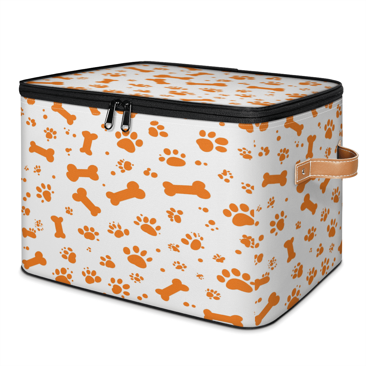 ADECORIVY Orange Bone Dog Storage Bin with Lid, Fabric Foldable Shelf ...