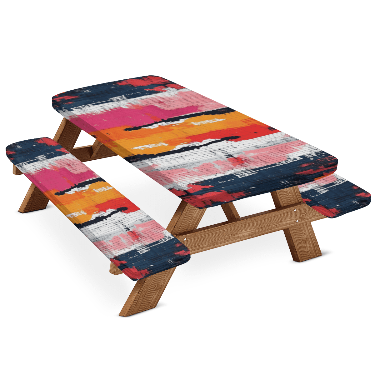 ADECORIVY Orange Doodle Picnic Table Cover with Bench Covers ...