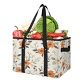 ADECORIVY Orange Floral Reusable Grocery Bags, Foldable Reusable ...