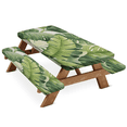 ADECORIVY Palm Leaves Picnic Table Cover with Bench Covers, Waterproof ...