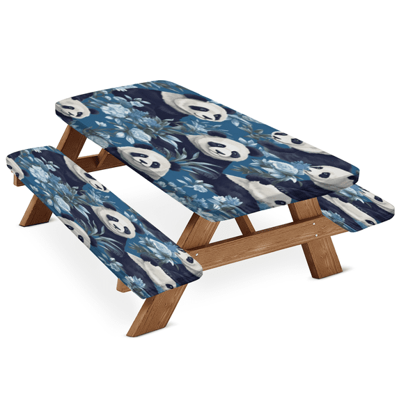 ADECORIVY Panda Flower Picnic Table Cover with Bench Covers, Waterproof ...